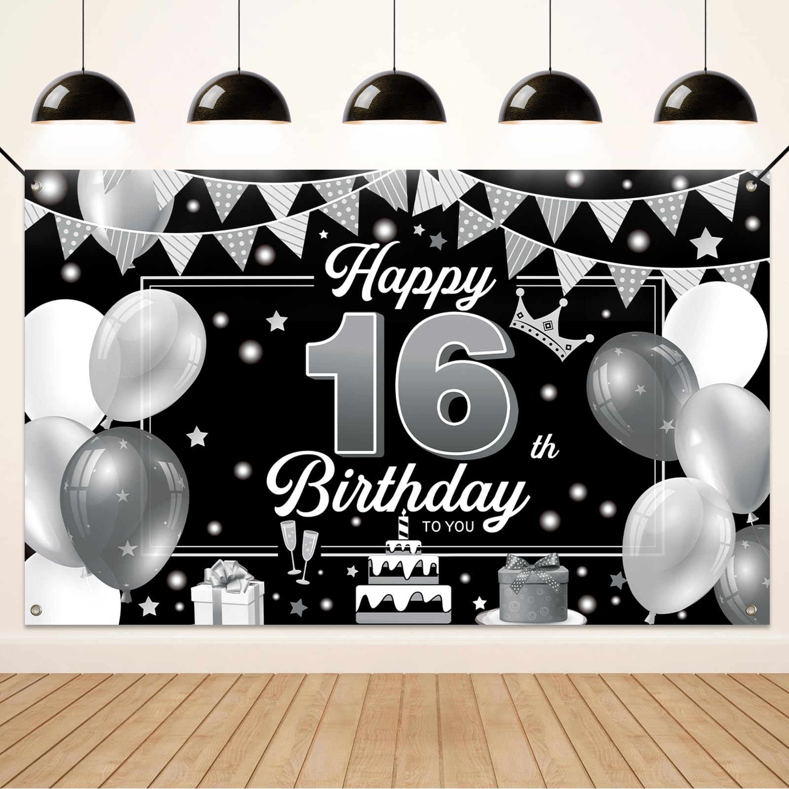Koliphy 16th Birthday Decoration, 16th Happy Birthday Banner for Boys ...