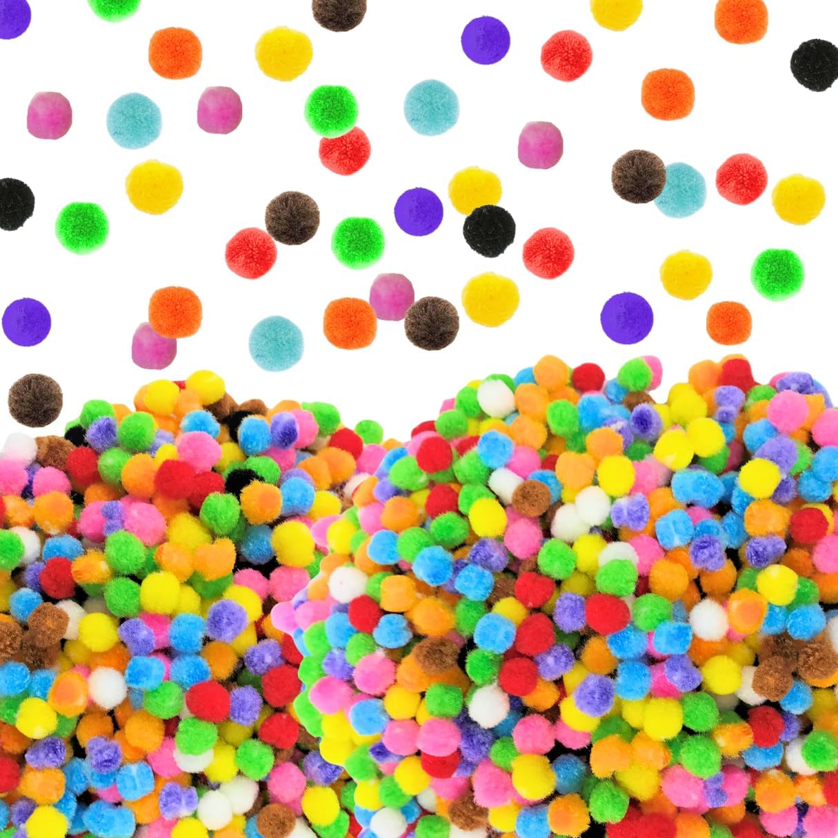 Mini & Small Pompoms for Crafting – 500 Coloured 8mm Craft Pom Poms for ...