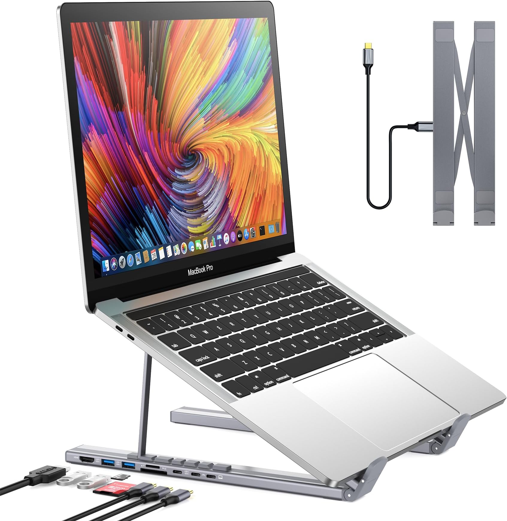 USB C Laptop Docking Station Stand, USB C Dock Tablet Stand, 7 in 1 USB ...