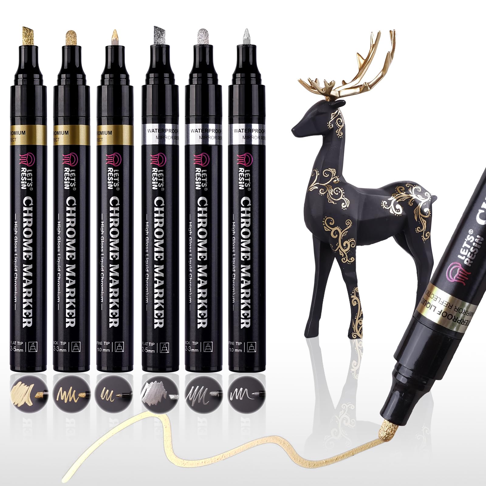 Snapklik.com : LETS RESIN 6Pcs Mirror Chrome Markers,3 Sizes Metallic ...