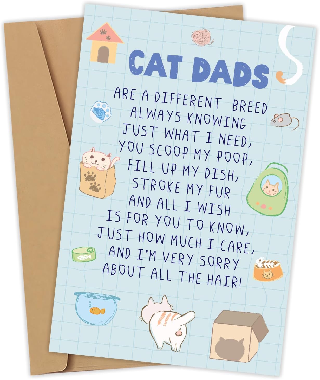 Amazon.com : MIKAYENUS Cat Father's Day Card - Funny Fathers Day Card ...