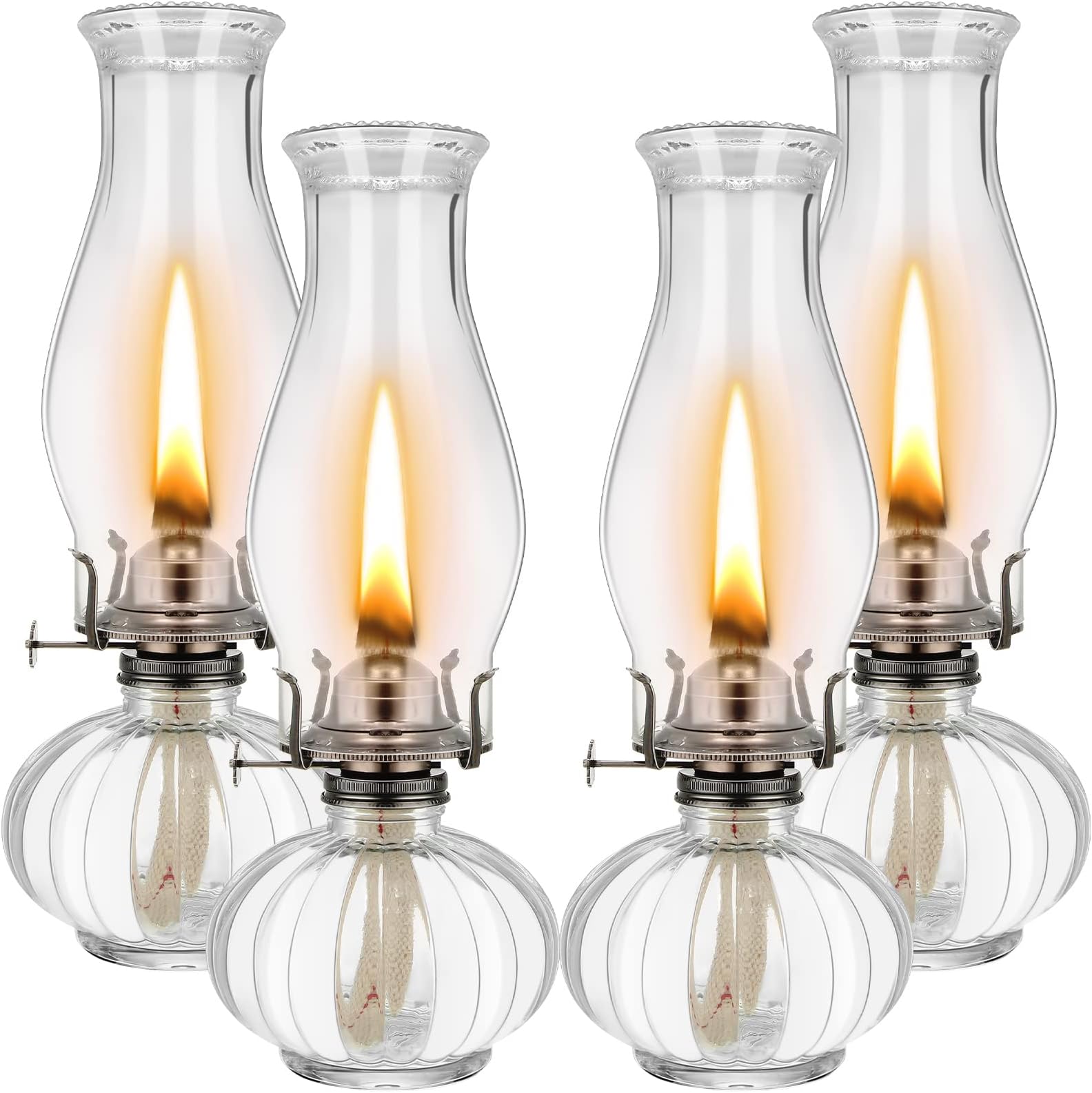 Amazon.com: 4 Pieces Clear Glass Kerosene Lamps for Indoor Use Large ...