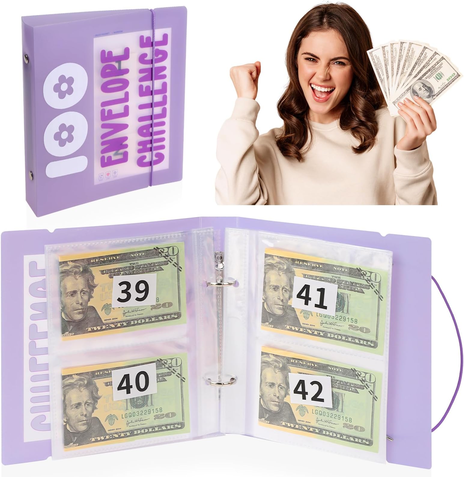 Amazon.com : XLSXEXCL 100 Day Savings Challenge Binder, Envelope ...