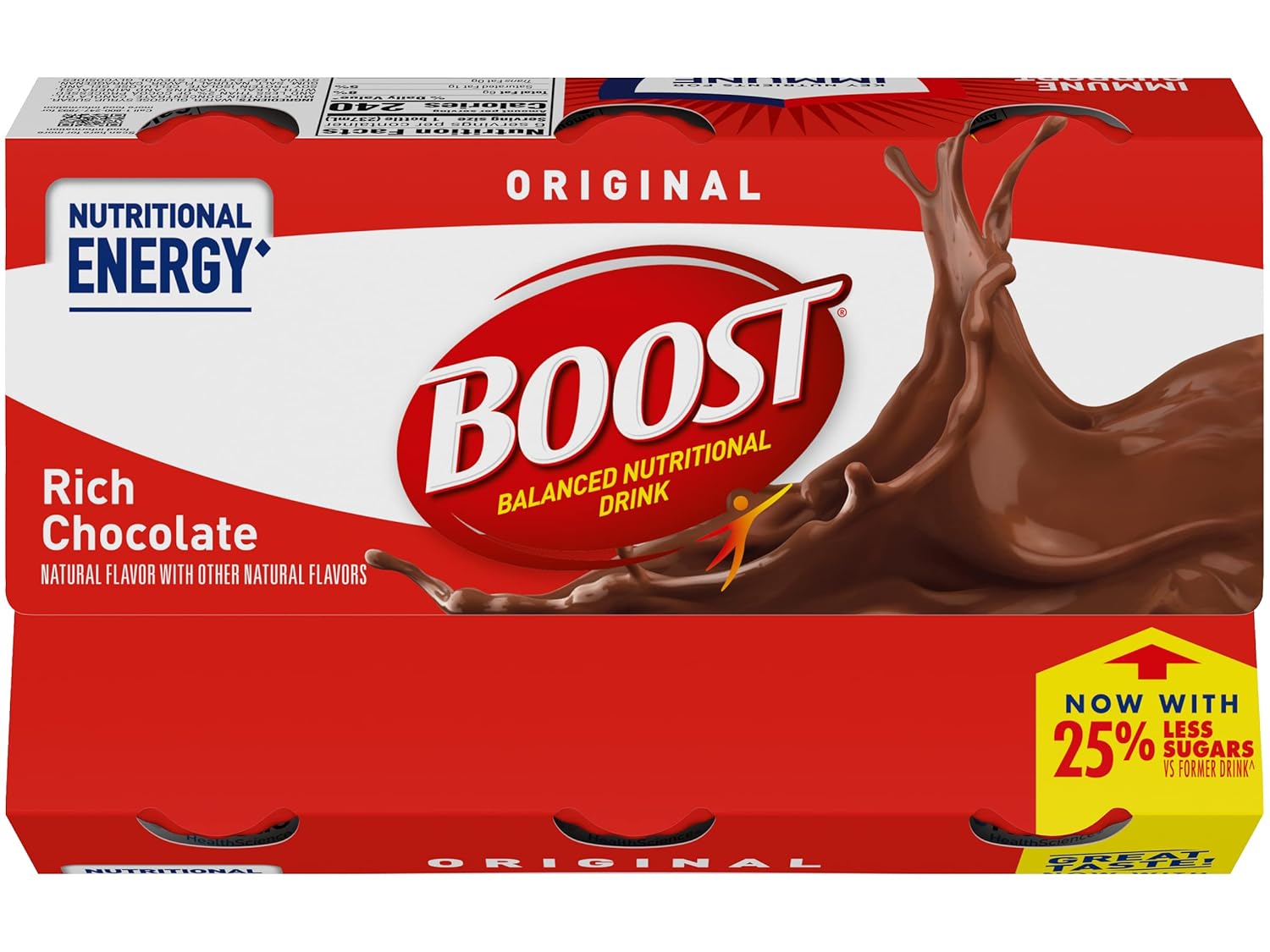 BOOST Bebida nutricional equilibrada original, chocolate rico, energía ...
