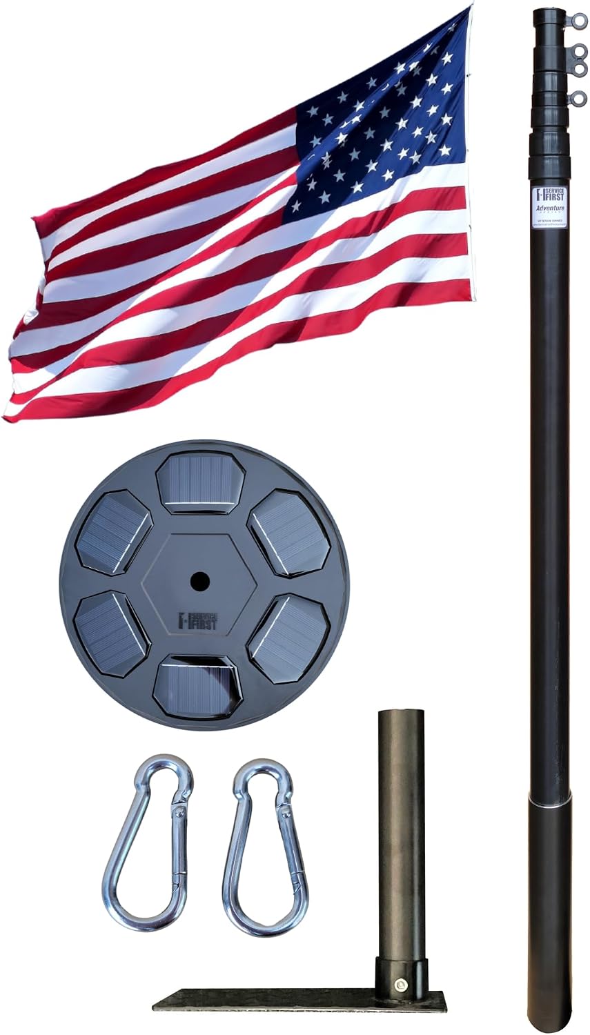 Amazon.com : Service First Black Tailgate Flag Pole Kit 20FT Black ...