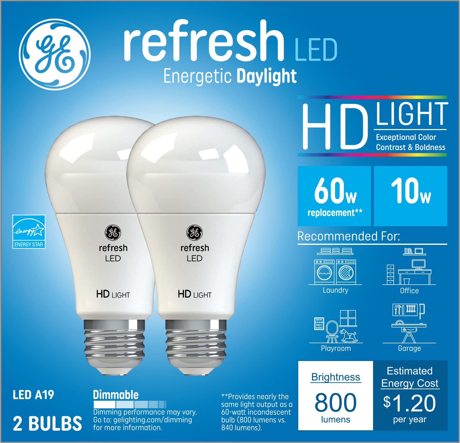GE Lighting 96707 LED Refresh HD 10.5-watt (60-watt Replacement), 800 ...