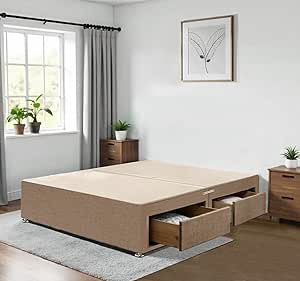 Stylish Mink Chenille 4FT Divan Bed Base with 2 Storage Drawers ...