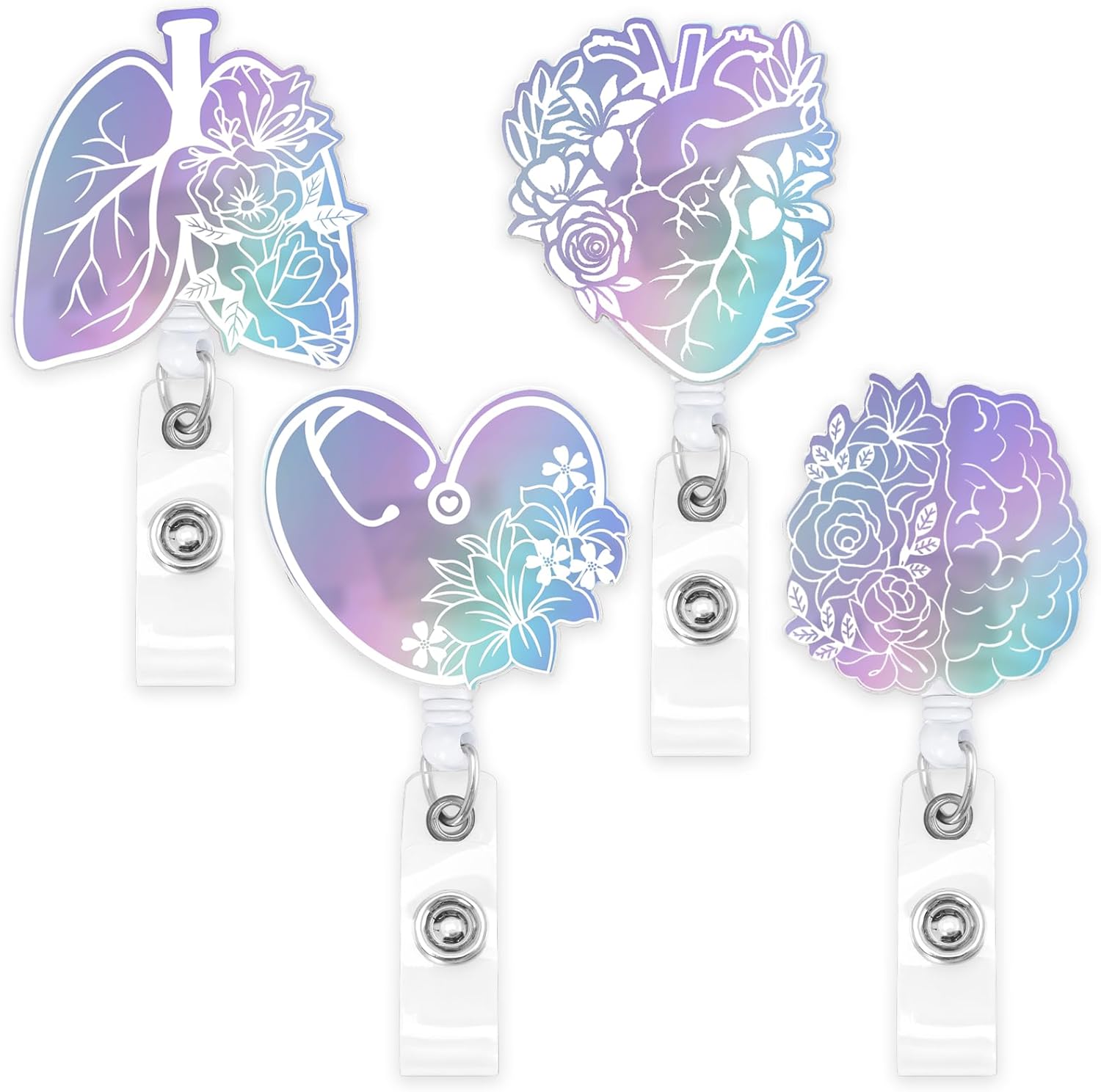 Amazon.com : Nurse Badge Reels 4PCS Retractable Badge Holders with ...