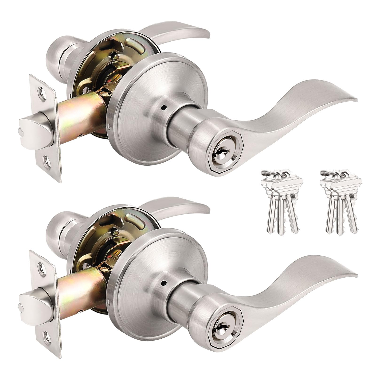 Snapklik.com : Probrico Keyed Alike Brushed Nickel Door Handle, Wave ...