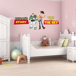 Amazon.com: Personalized Wall Decal Cartoon Buzz and Woody Decal Reach ...