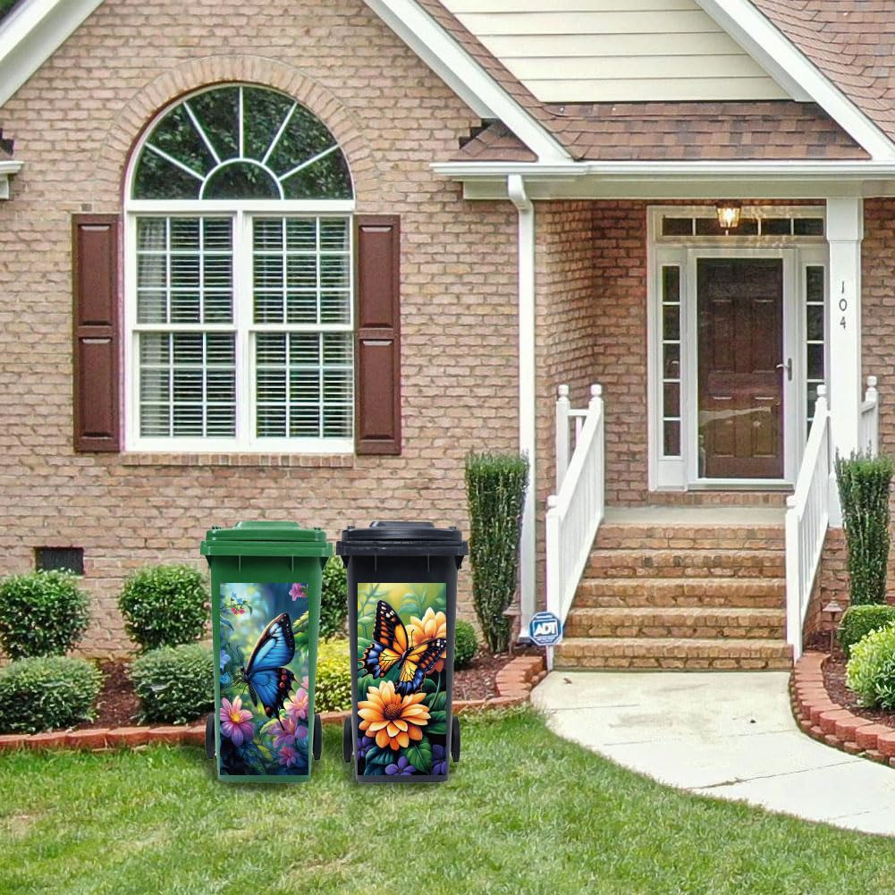 Trash Can Covers Outdoor Sunflower Wheelie Bin Stickers, Flower Dustbin ...