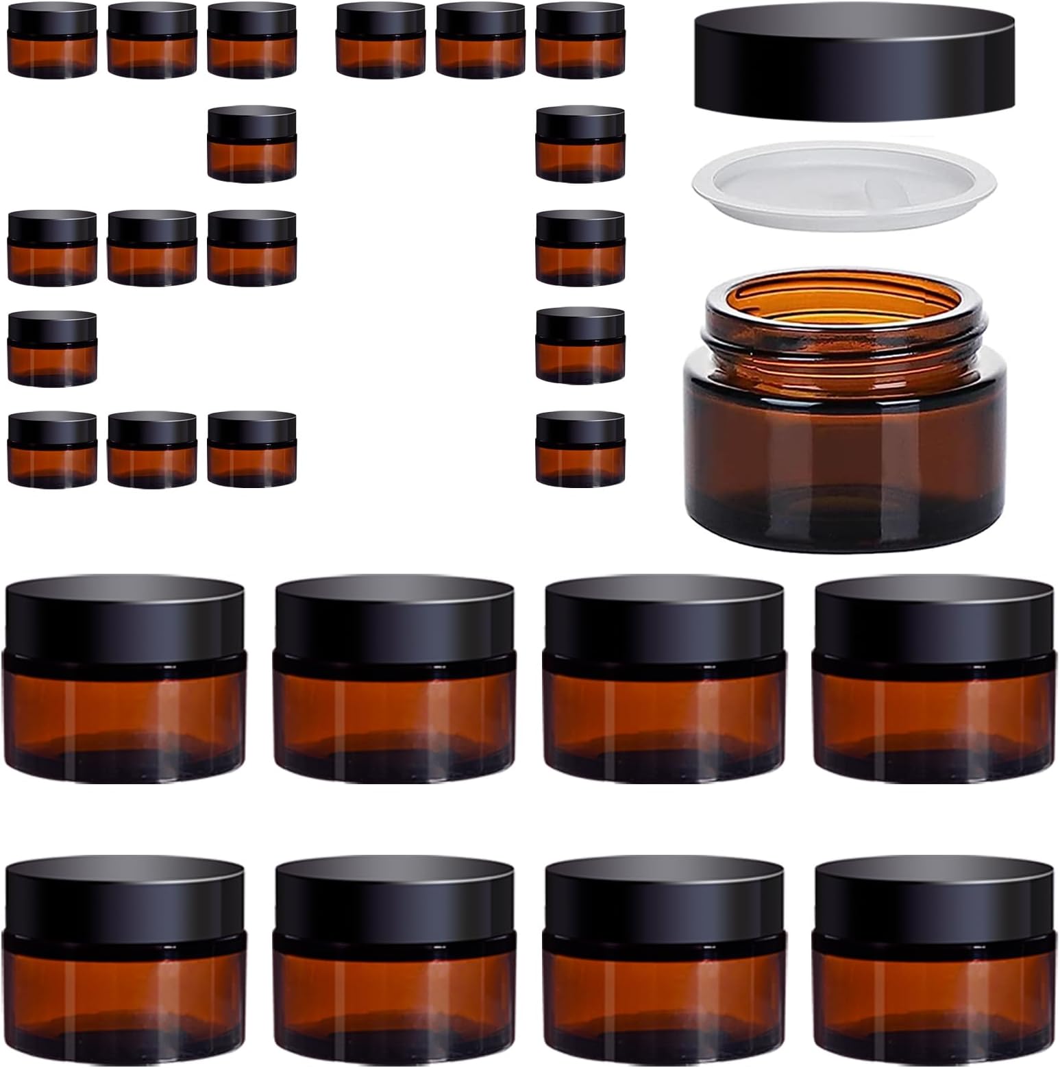 Amazon.com: Galssmagic 2 oz Amber Glass Jars with Lids,24 Pack 2oz ...