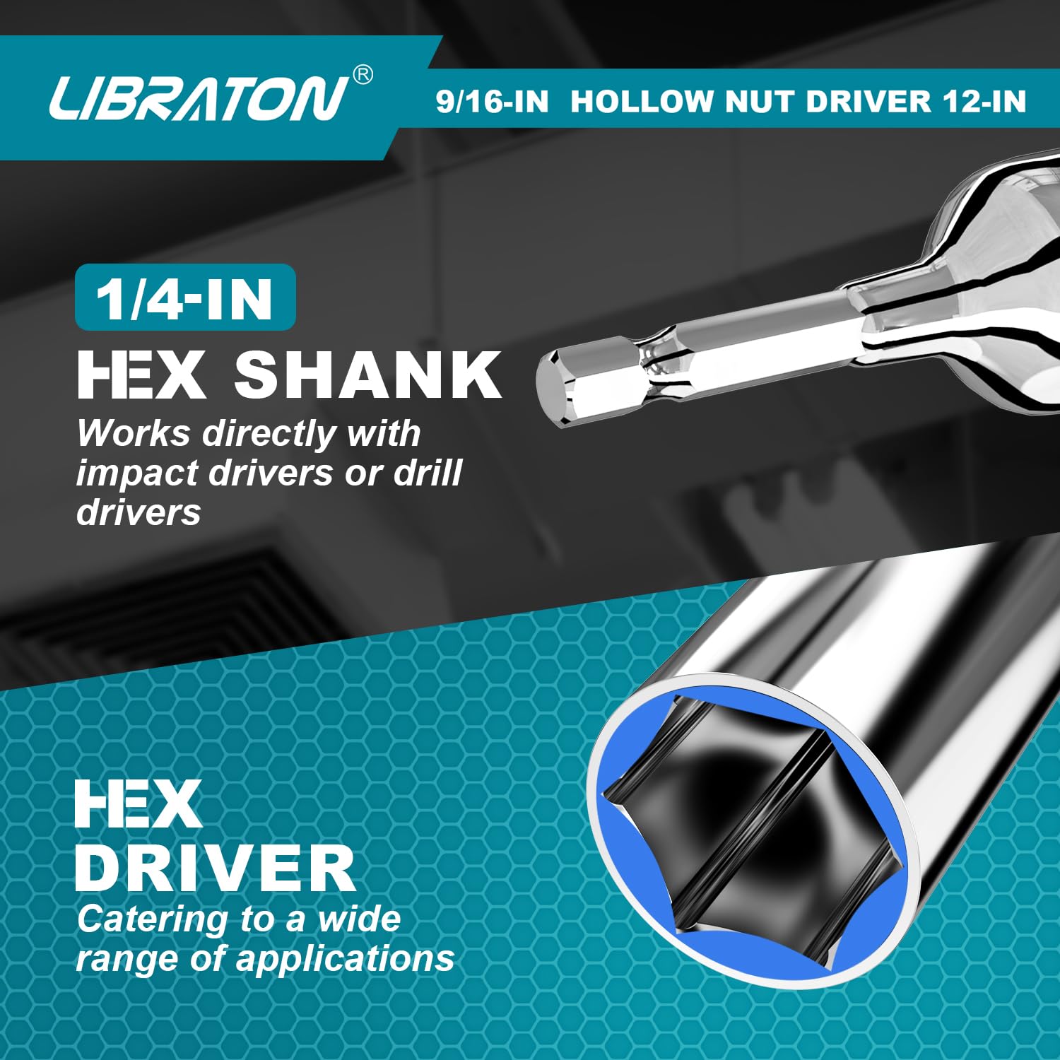 Snapklik.com : Libraton Hollow Nut Driver,Power Nut Driver Set 9/16,12 ...