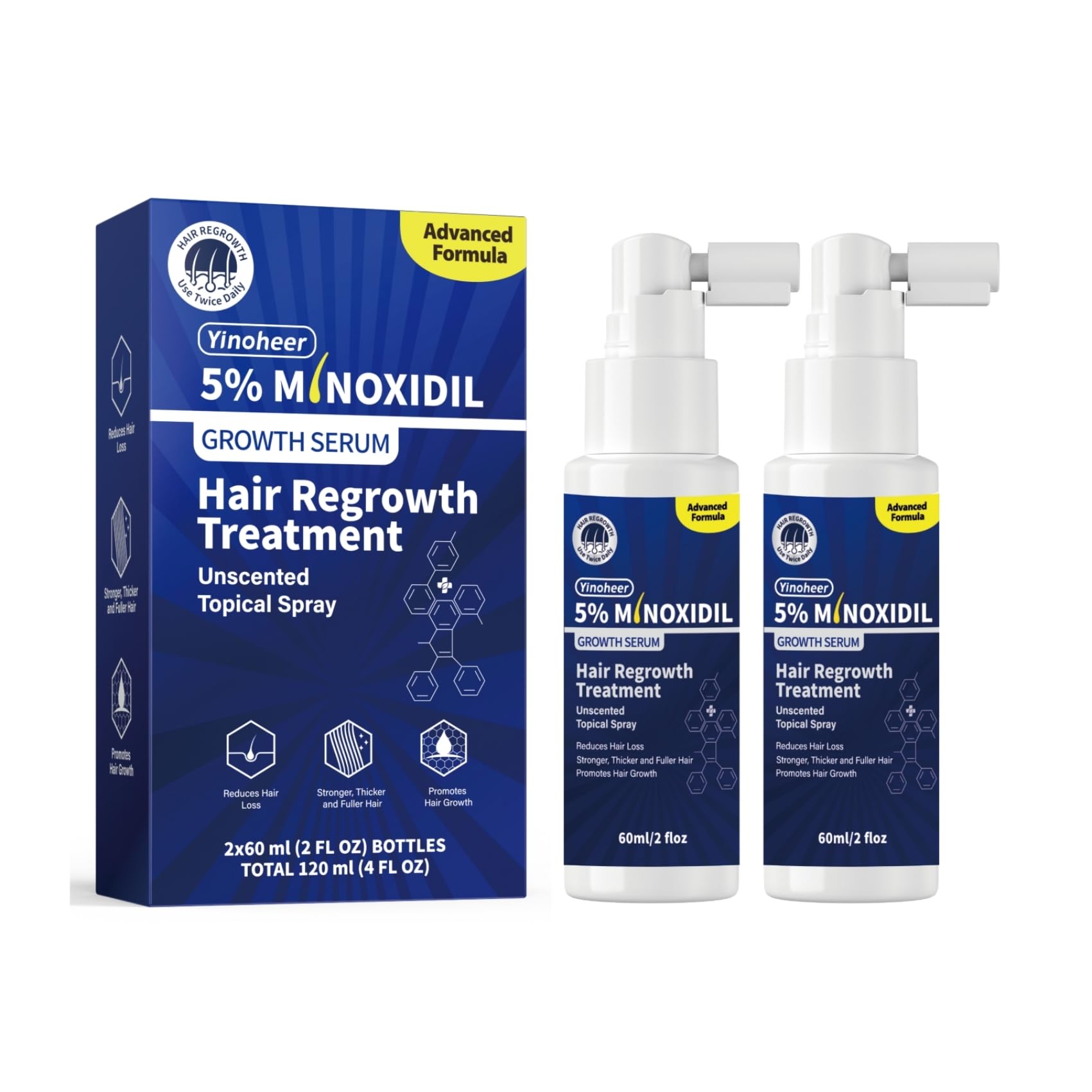 Amazon.com : Yinoheer Minoxidil for Men 5% Minoxidil for Women Hair ...