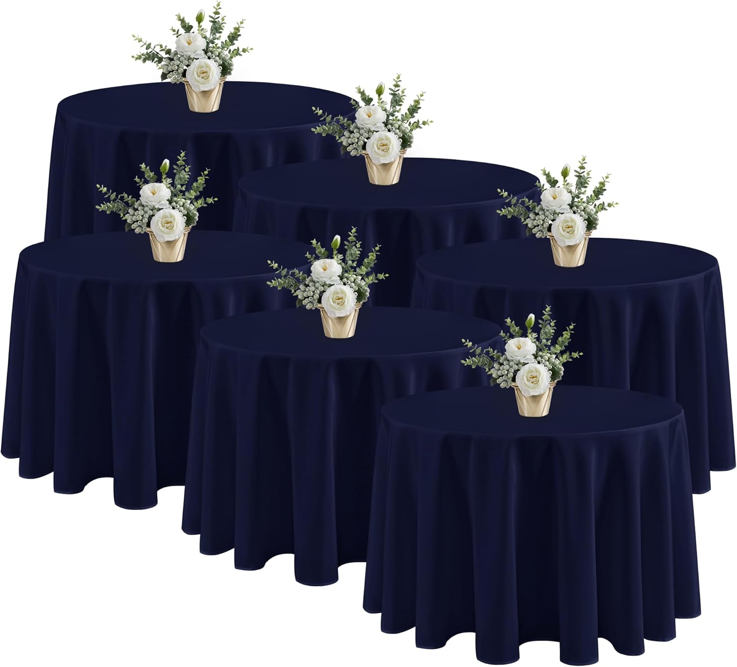 Amazon.com: Fitable 6 Pack Navy Round Table Clothes - 90 Inches in ...