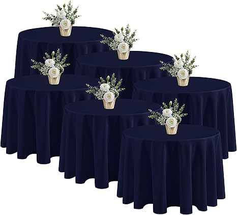 Amazon.com: Fitable 6 Pack Navy Round Table Clothes - 90 Inches in ...