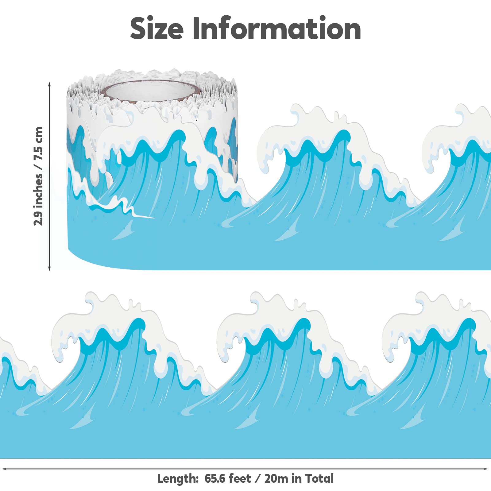 Snapklik.com : Durony 65.6 Feet Ocean Waves Bulletin Board Borders ...