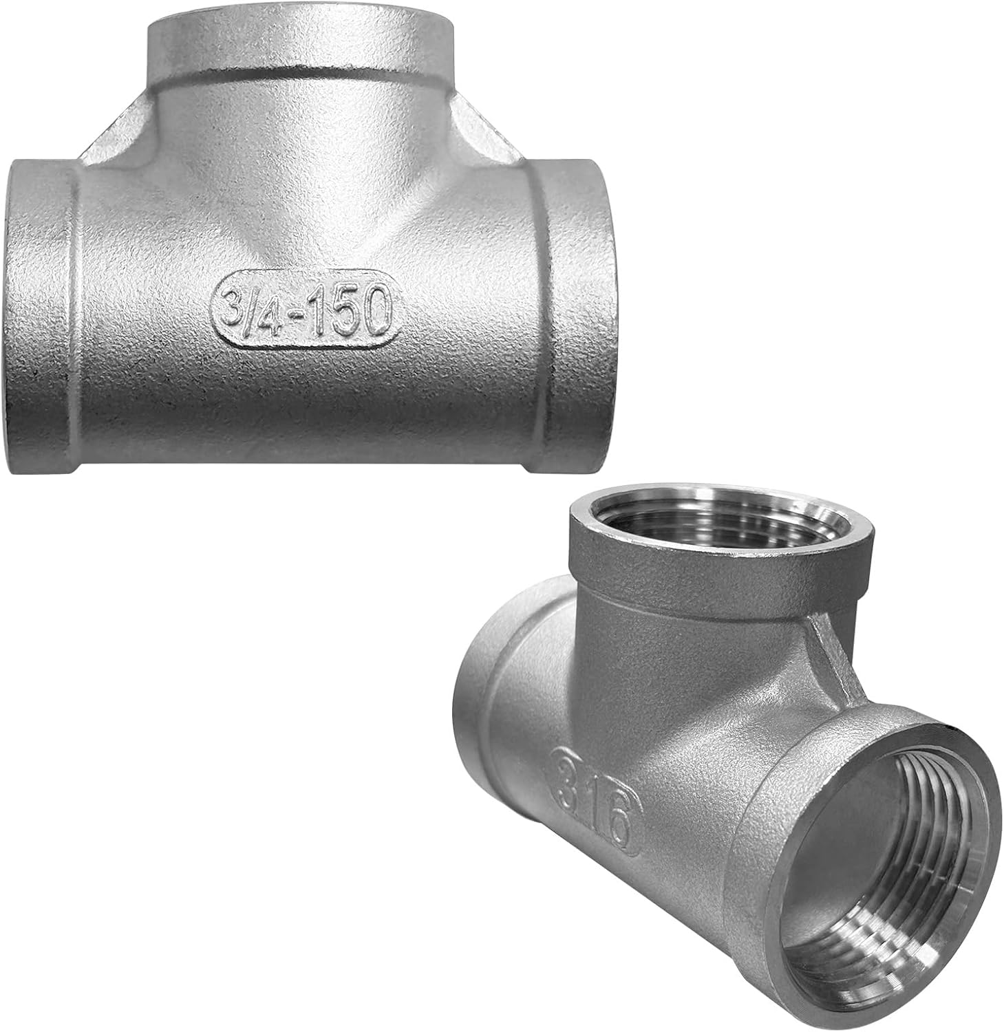 Amazon.com: MAXKOSKO Plumbing Tee Fitting 3/4" NPT, 316 Stainless Steel ...