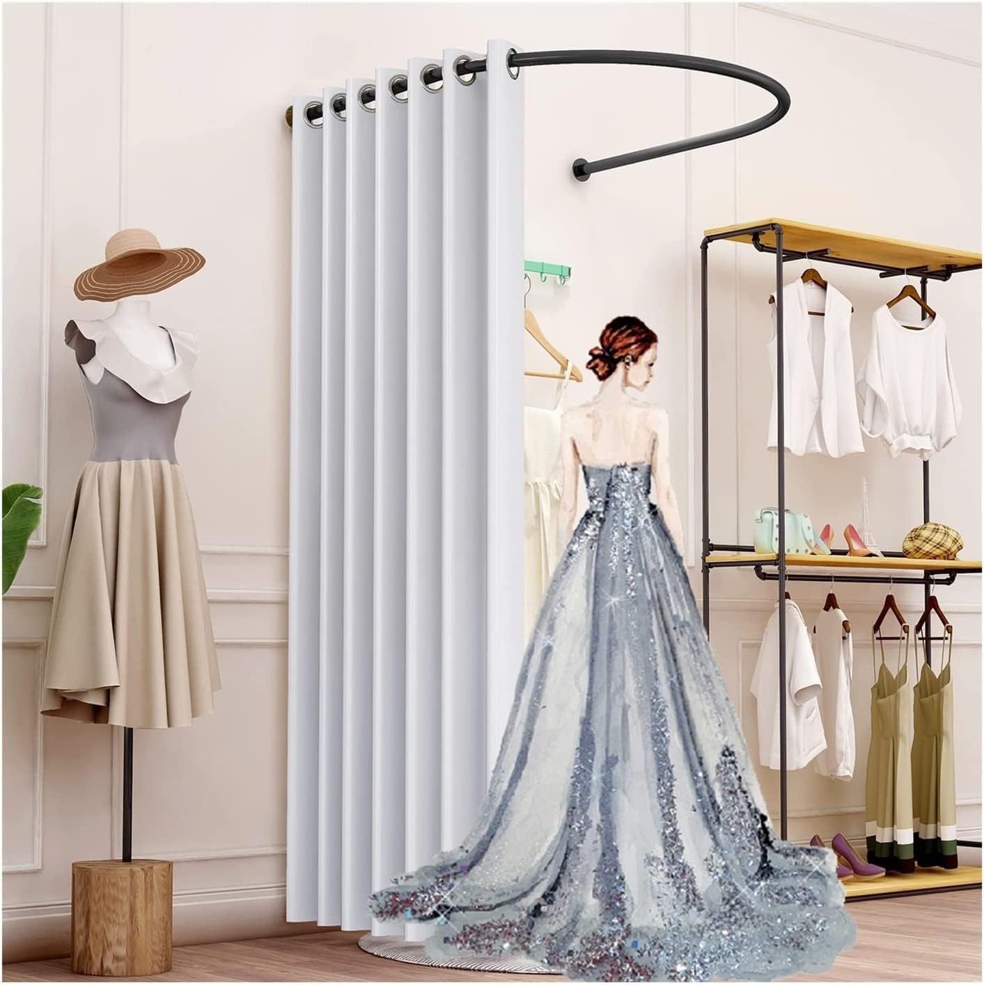 Amazon.com: PromX Movable Changing Room Clothing Store Fitting Room ...