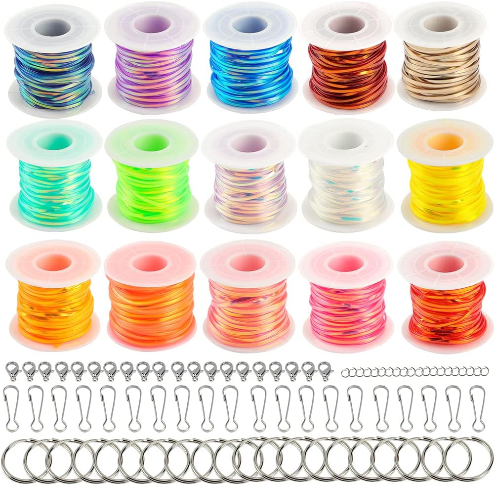 Amazon.com: Reflective Laser Lanyard String,15 Rolls Plastic String ...