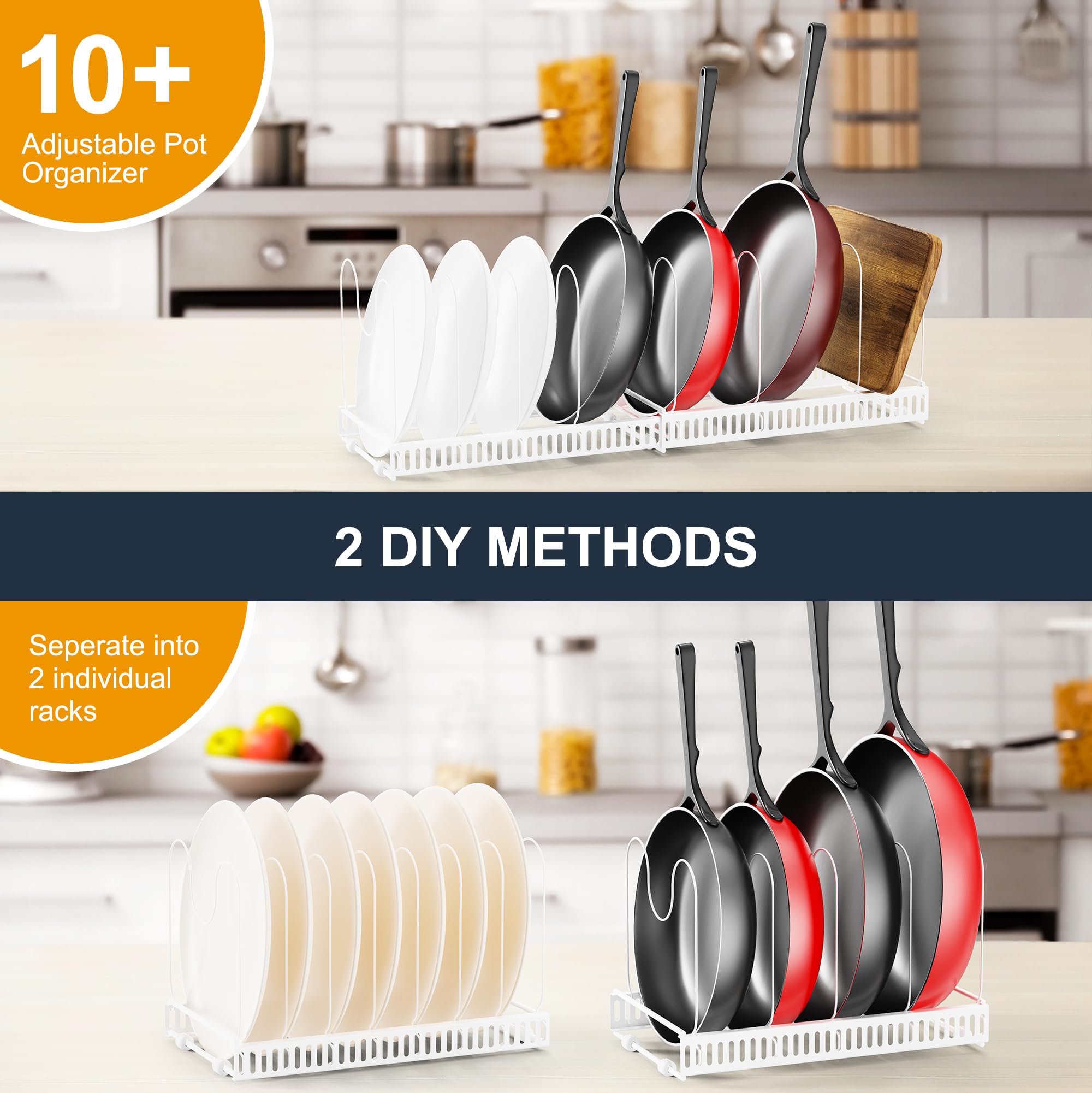 Snapklik.com : Bellsal Expandable Pots And Pans Organizer Rack For Cabinet