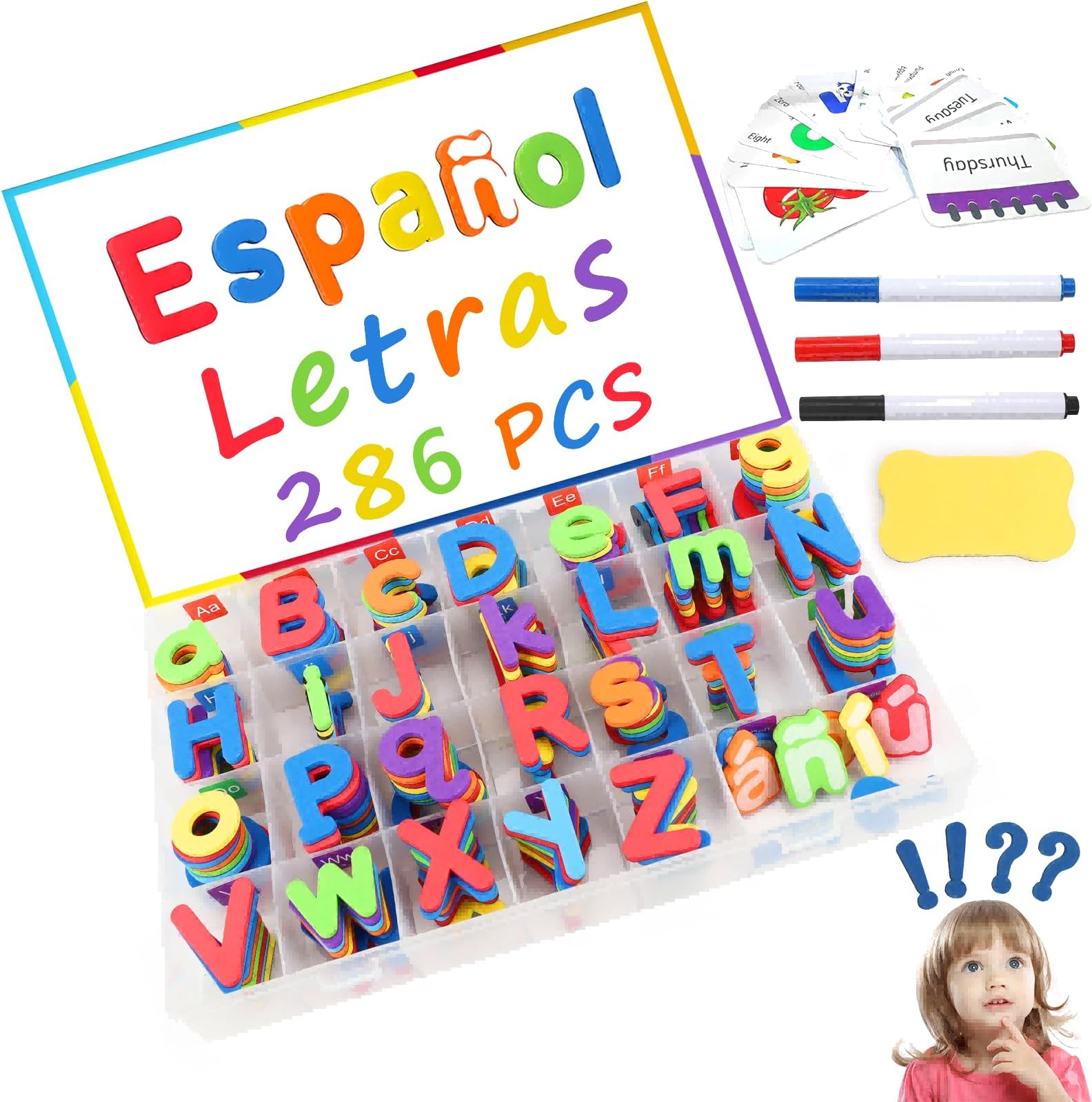 Juego de Letras Magnéticas en Español, 254 Piezas Alfabeto Magnético ...