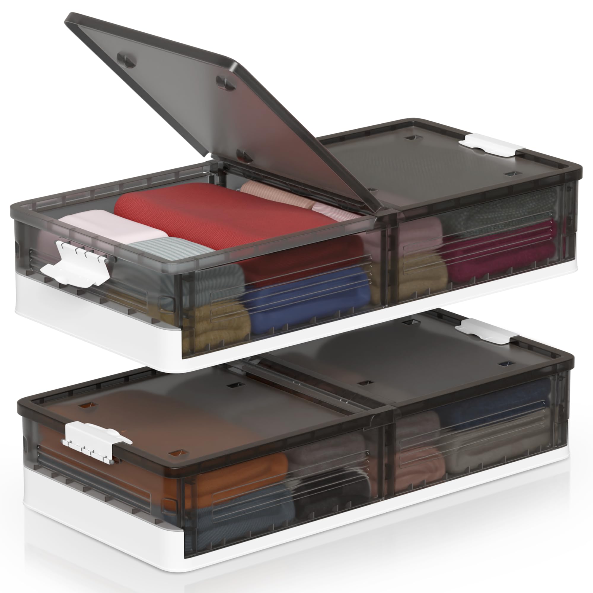 Amazon.com: Foldable 2Pack Rolling Under Bed Storage with Wheels ...