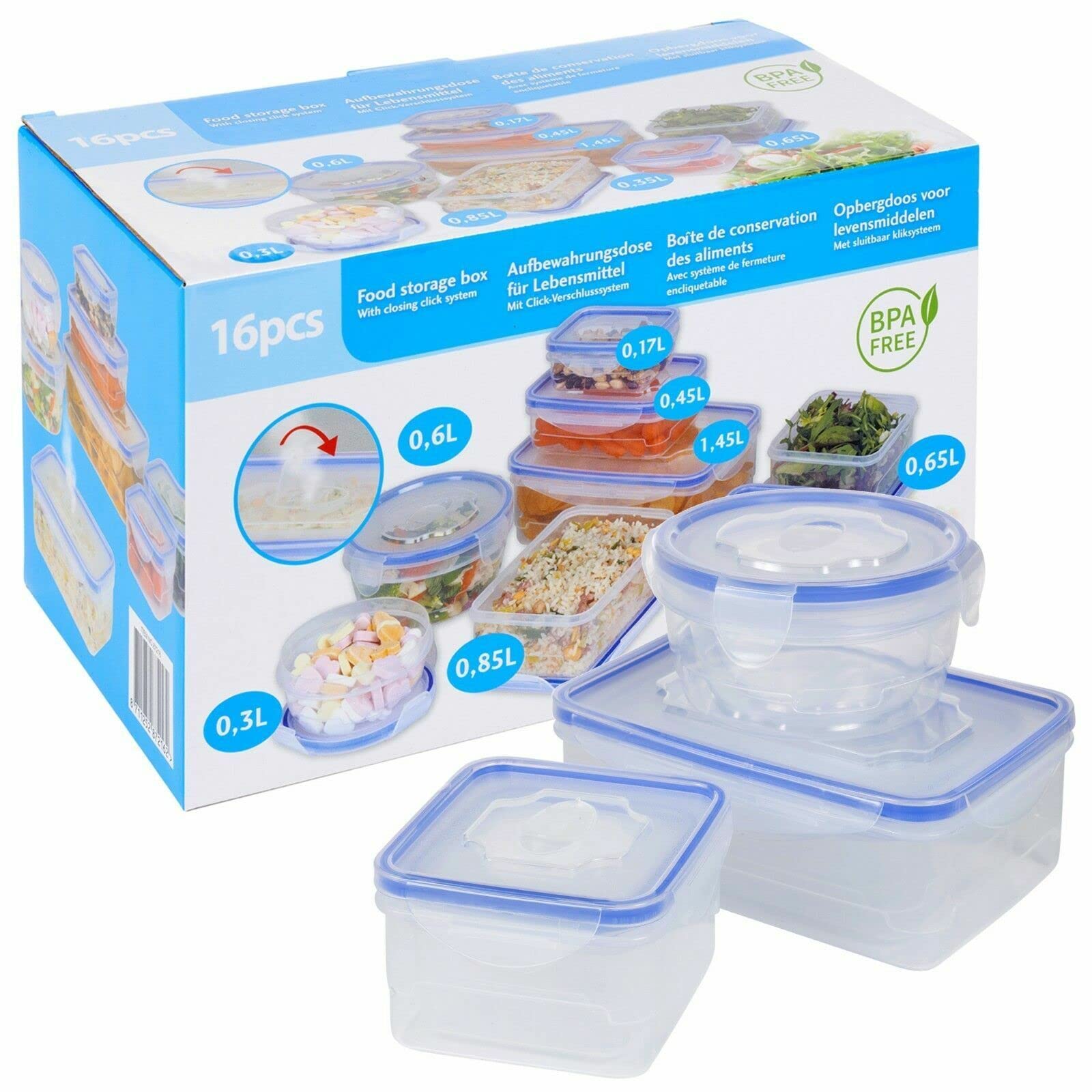 Vivo Technologies Plastic Airtight Food Storage Containers with Clip ...