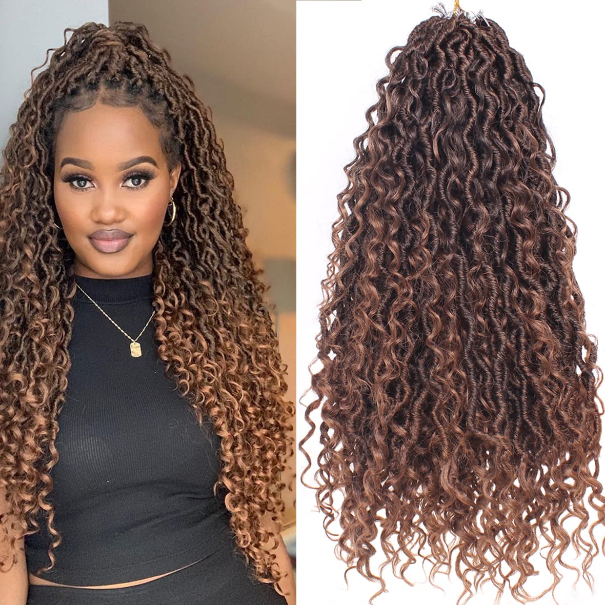 Buy Beverlee18 Inch Goddess Locs Crochet Hair 8 Pcak Boho Faux Locs ...