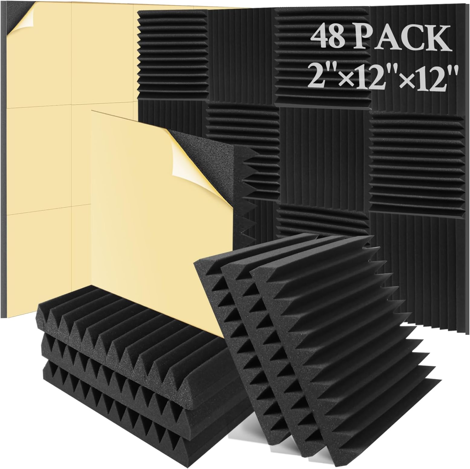 Amazon.com: BlingCnsy 48 Pack Soundproof Wall Panels 2"×12"×12" Self ...