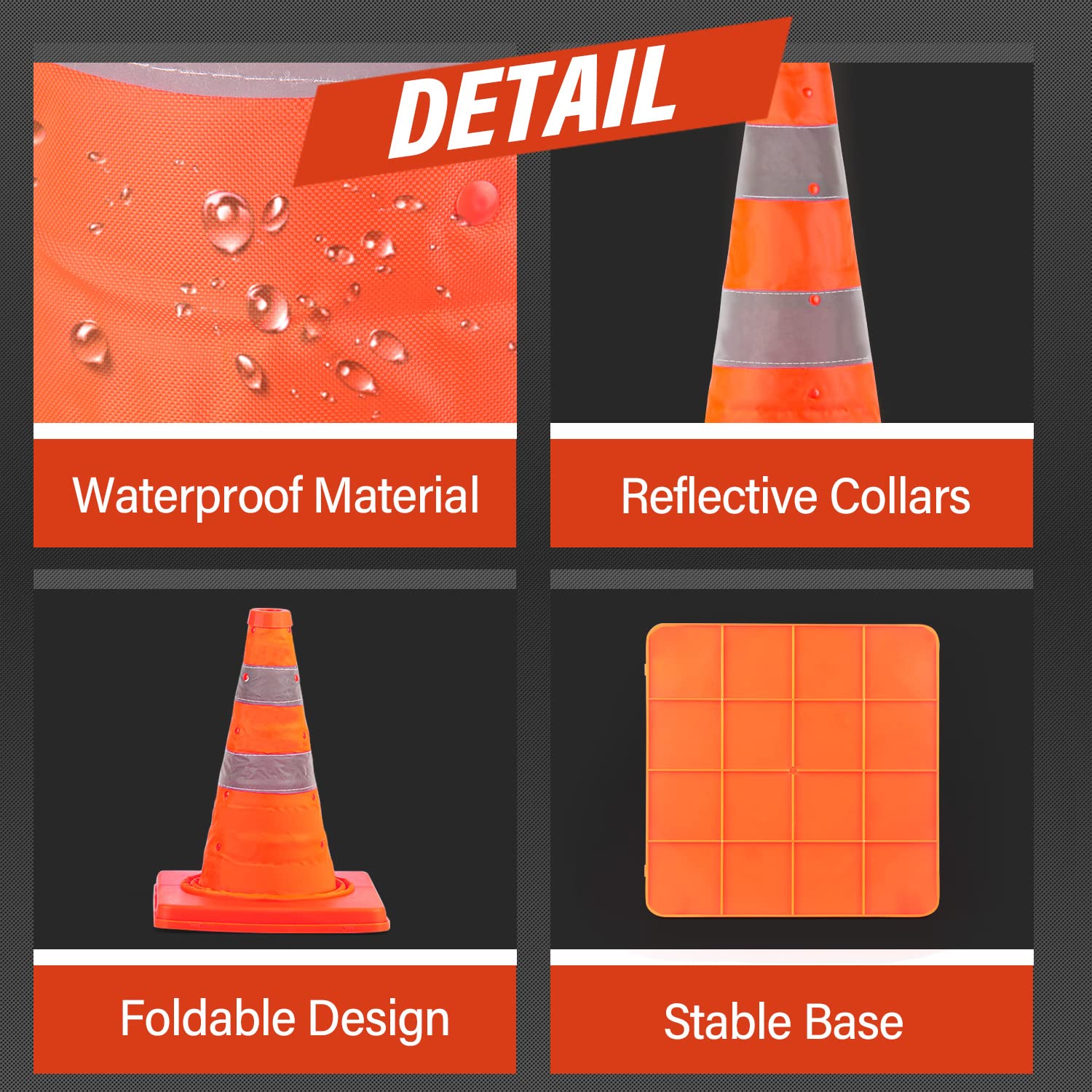 Snapklik.com : RoadHero 18 Inch 20 Pack Collapsible Traffic Safety ...