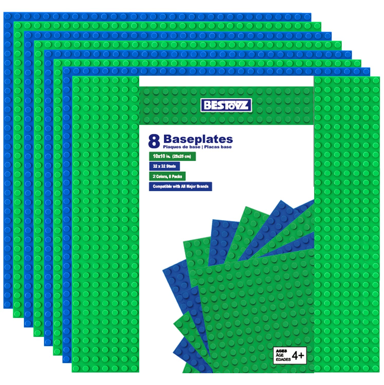 Bestoyz Building Bricks Baseplates Multipack, 32x32 Stud, 8 Pack of ...