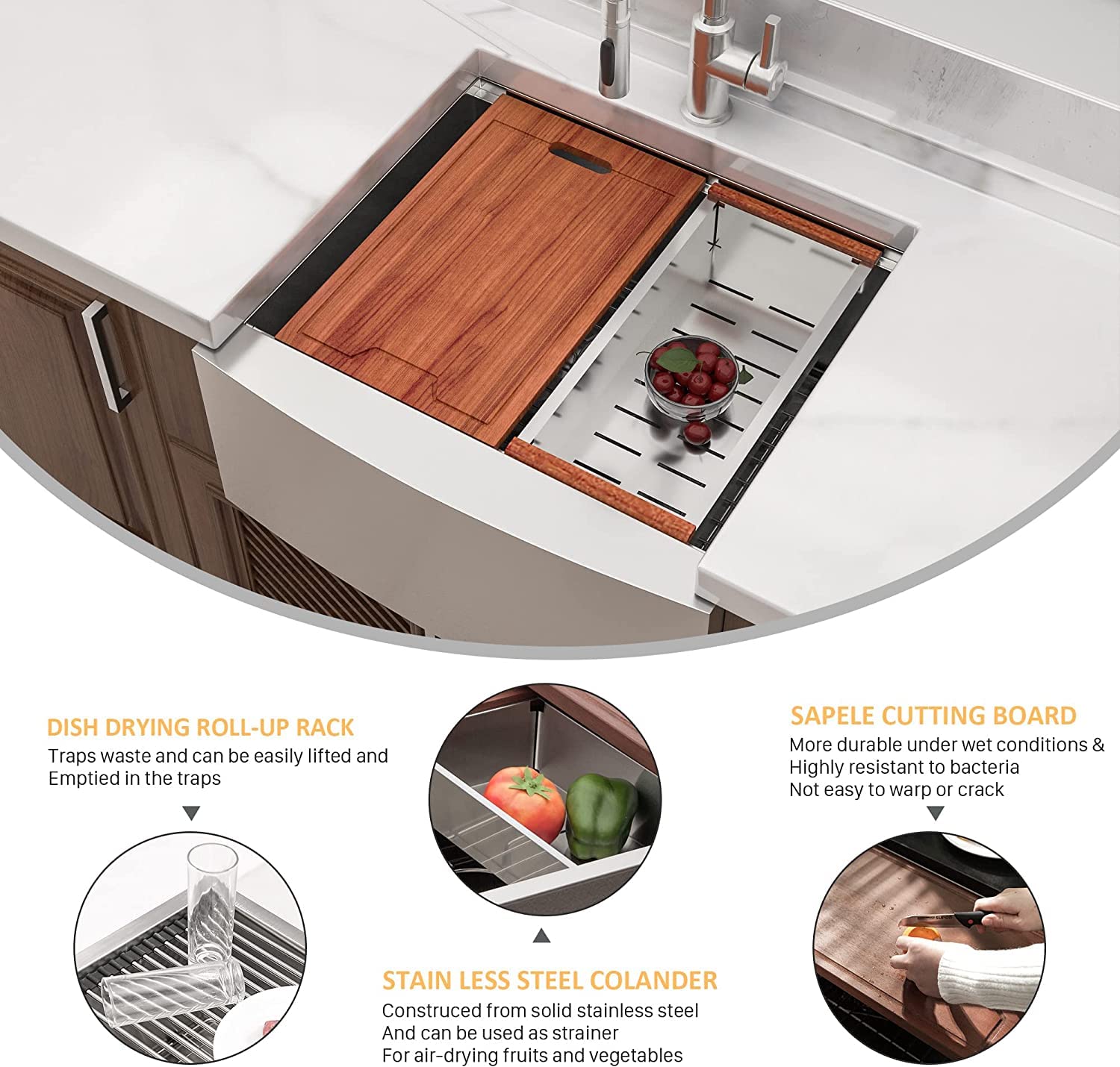 Snapklik.com : Farmhouse Sink 27 Inch Stainless Steel Farmhouse Kitchen ...