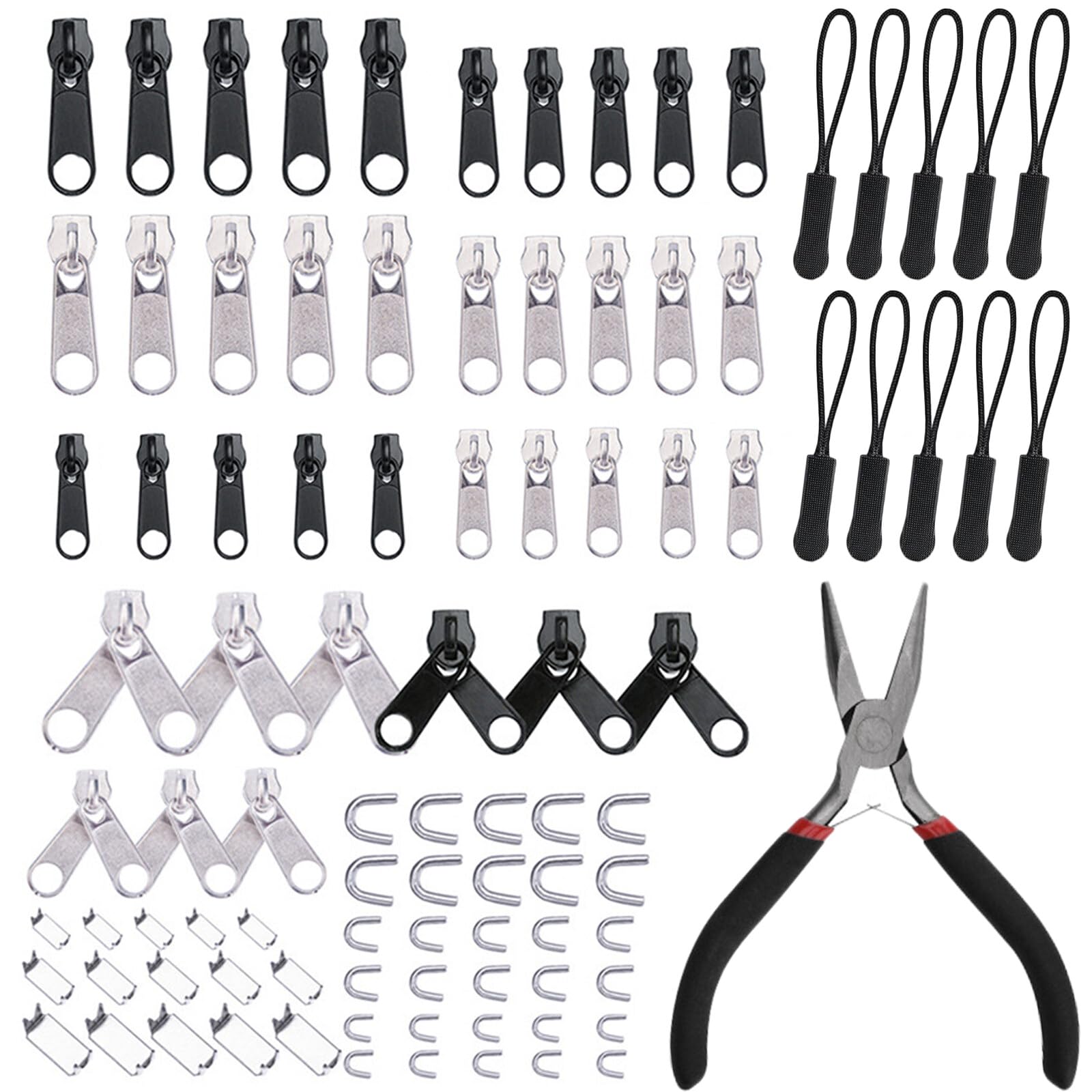 Gsrhzd Zip Repair Kit, 95 PCS Zipper Repair Kit, Zipper Head with 1PCS ...