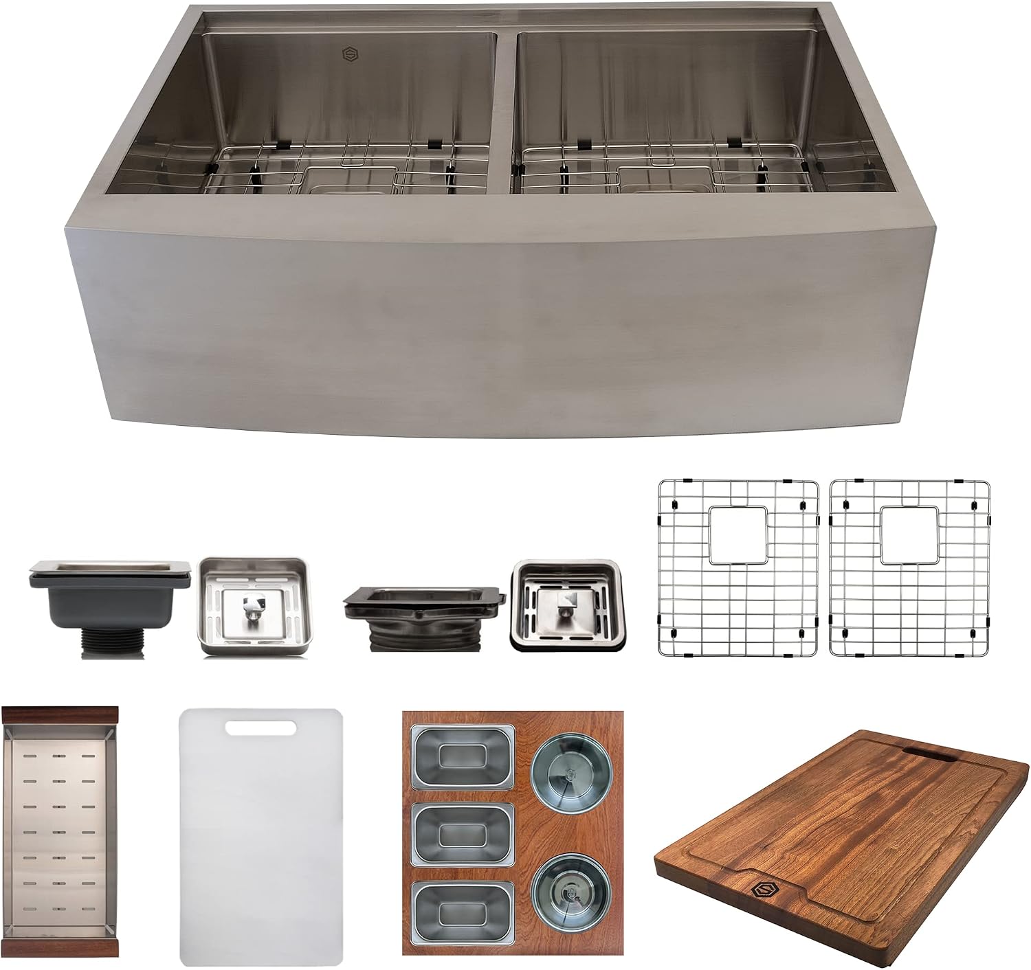 Strictly Sinks Double Bowl 33 Inch Farmhouse Sink – 16 Gauge Apron ...