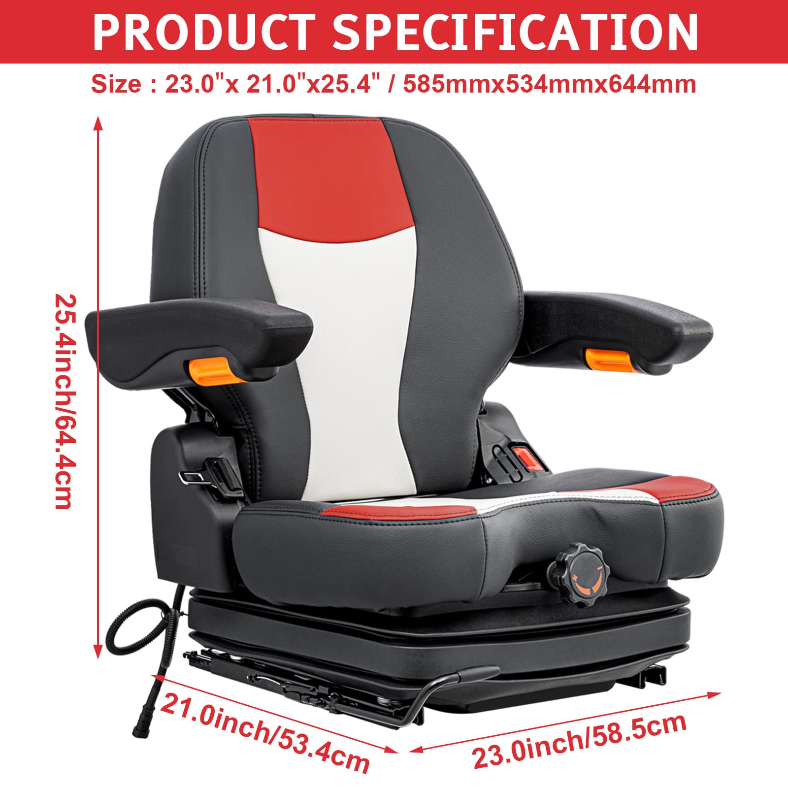 Adjustable Seat With Armrests Lawn Tractor Seat , Tractor Suspension ...