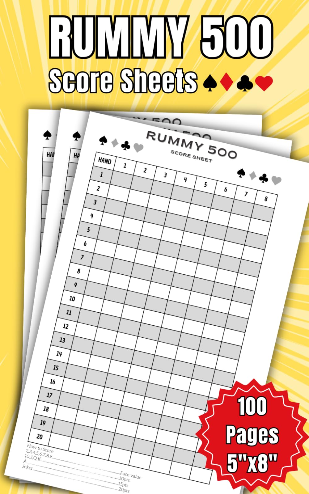 Rummy 500 Score Pad | Over 100 Score Cards in a 5"x8" Score Book: Rummy ...