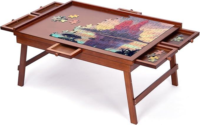 Amazon.com: Folding Wooden Jigsaw Puzzle Table,1000 Piece Puzzle Board ...