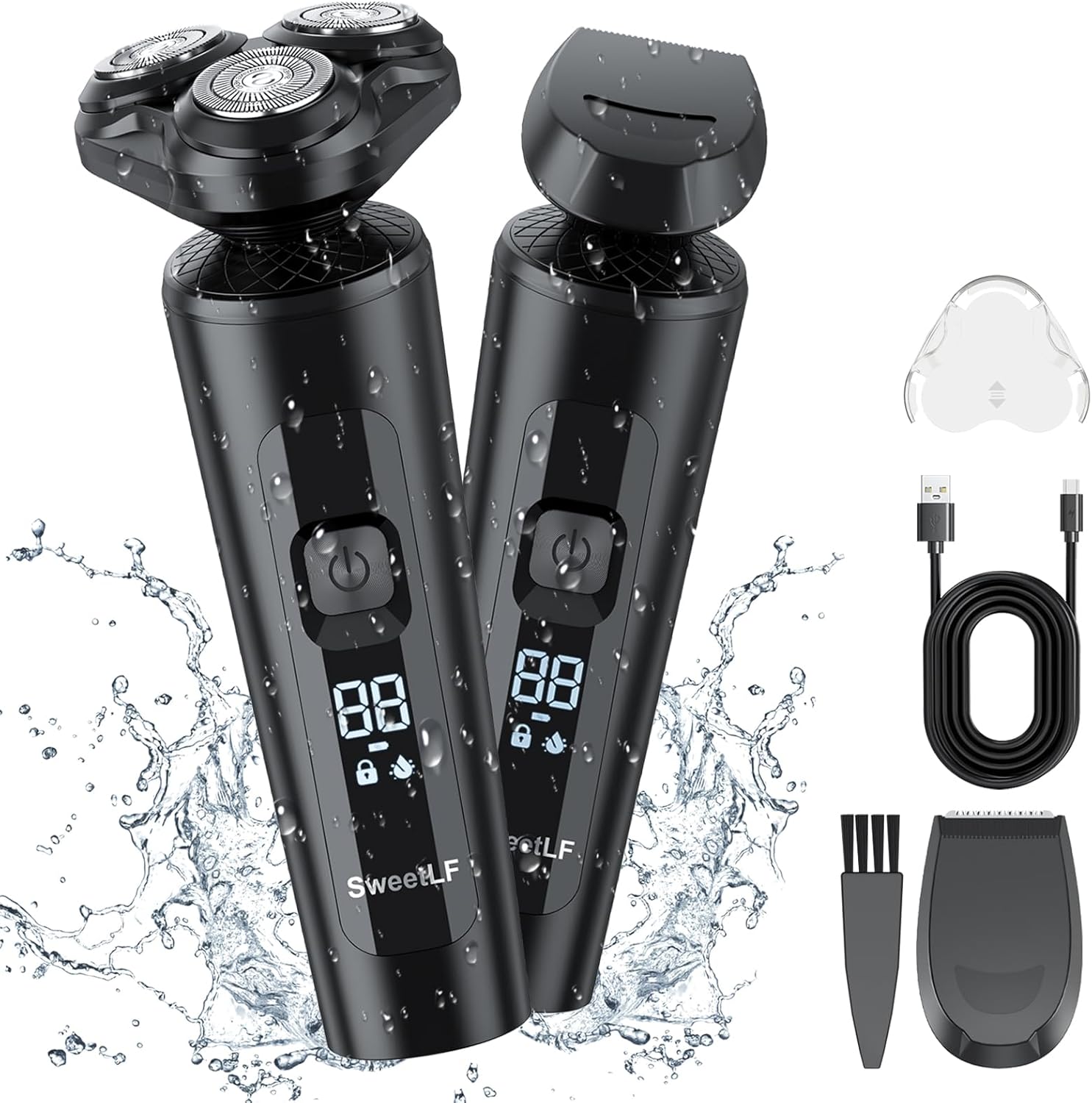 SweetLF Men's Electric Razor, Wet & Dry, Cordless, Rechargeable, Rotary ...