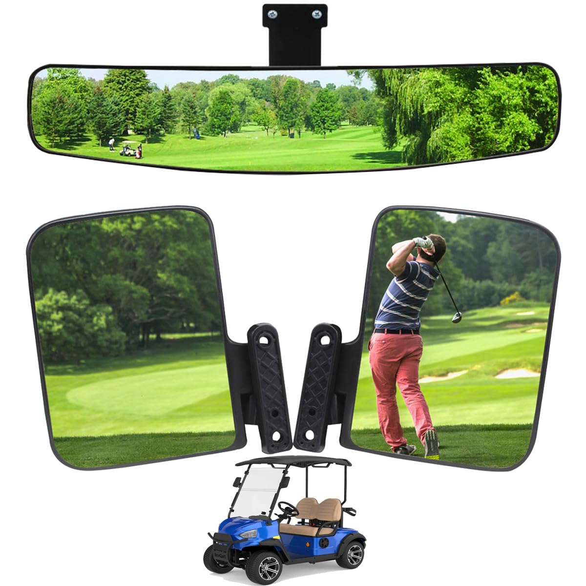 Amazon.com: Golf Cart Mirror, HKOO Golf Cart Folding Side Mirrors and ...