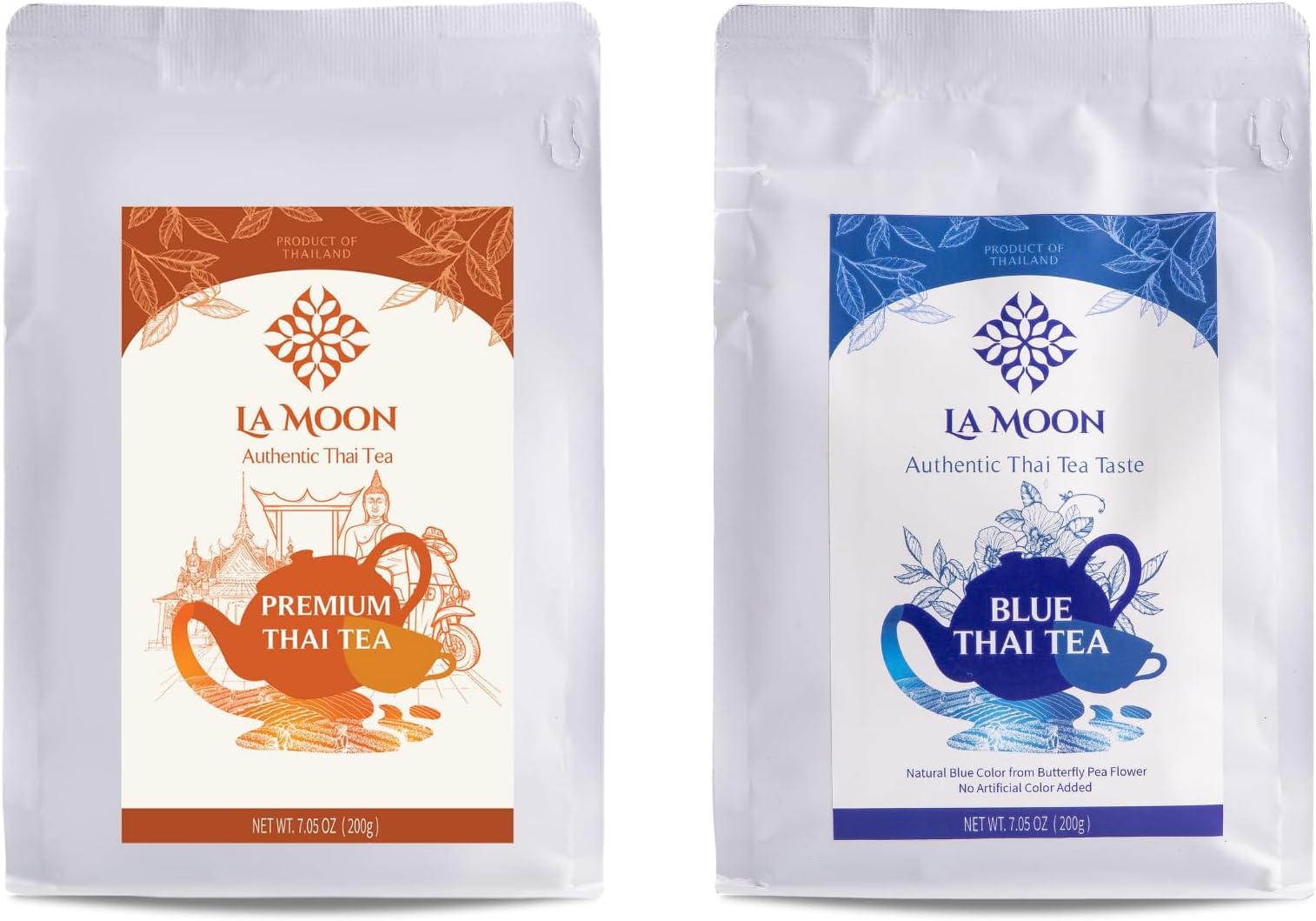 Amazon.com : LA MOON TEA Premium Thai Tea Mix Powder and Blue Thai Tea ...
