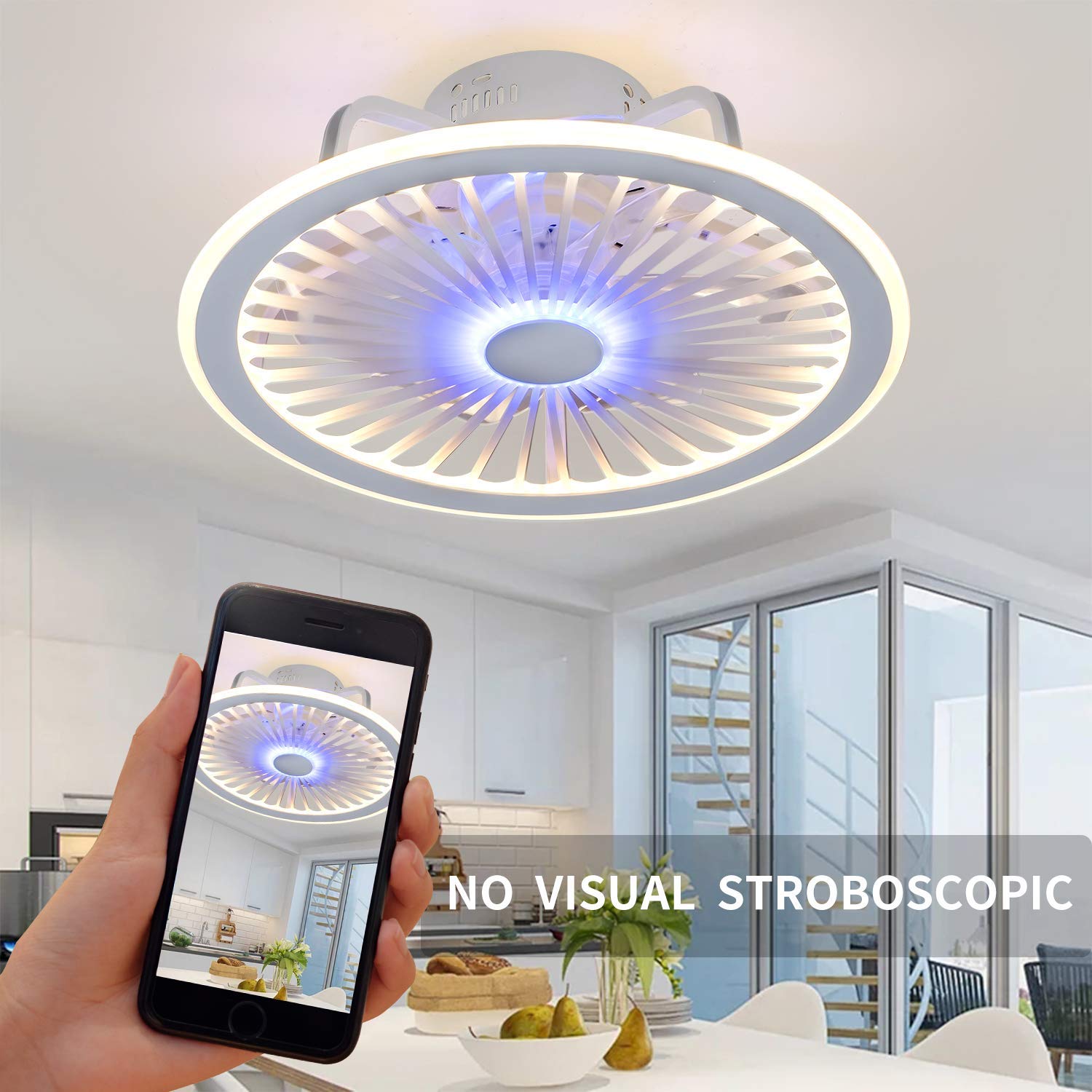 Lciwz 18 5in Ceiling Fan With Lights Hidden Electric Ceiling ...