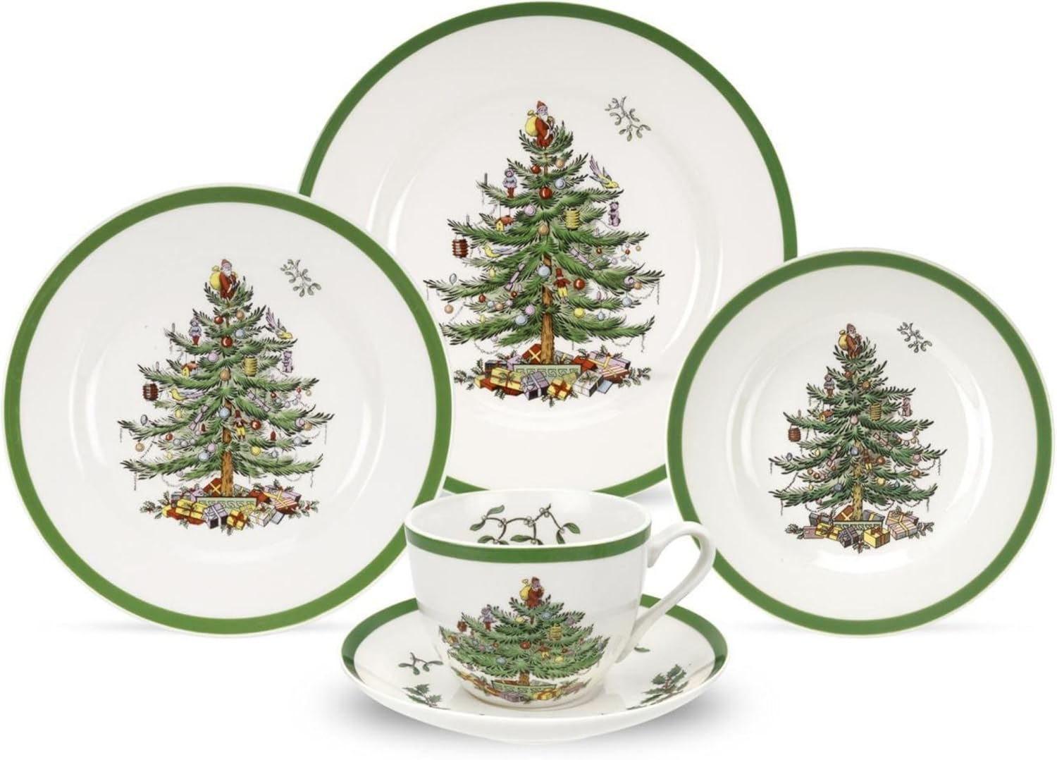 Amazon.com | Spode Christmas Tree 5-Piece Place Setting - Festive ...