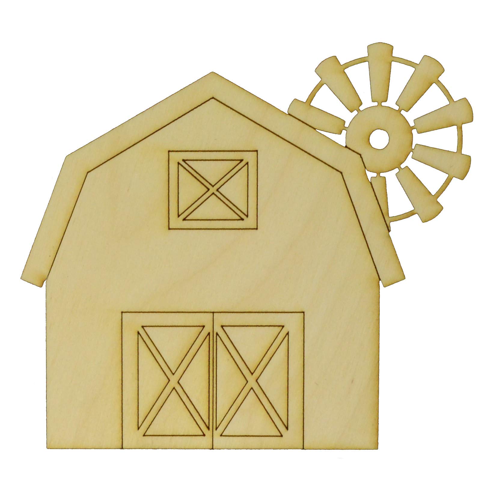 Amazon.com: Unfinished Detailed Barn with Windmill Wood Cut Out ...