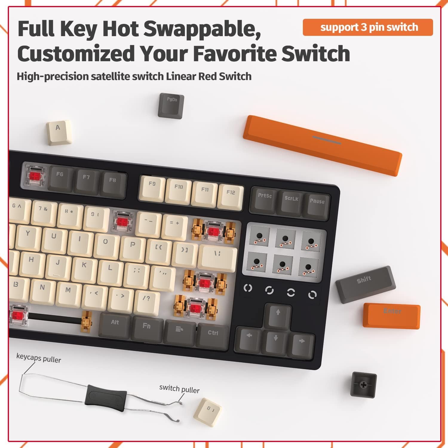 Snapklik.com : ATTACK SHARK K87 Wired TKL Hot-swappable Mechanical Gaming Keyboard