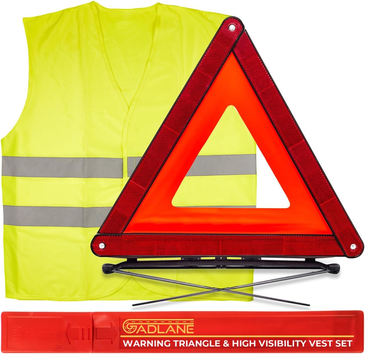 GADLANE 2 In 1 Emergency Warning Triangle & Hi Vis Vest Kit Car Road Safety Reflective Ece R27 ...