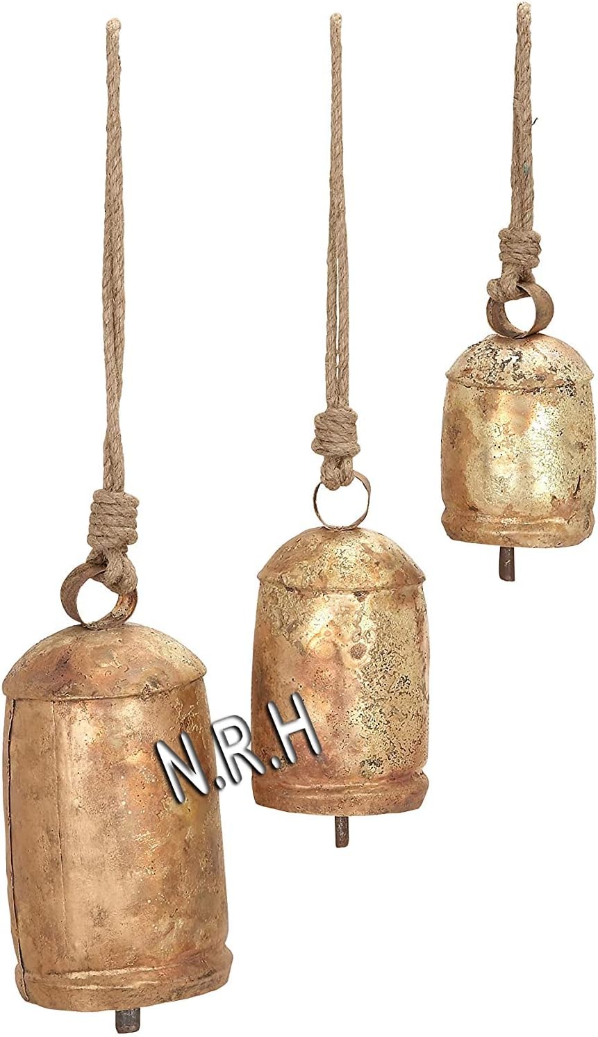 Rustic Metal Cylinder Decorative Gold Cow Bell, Set of 3 : Amazon.co.uk ...