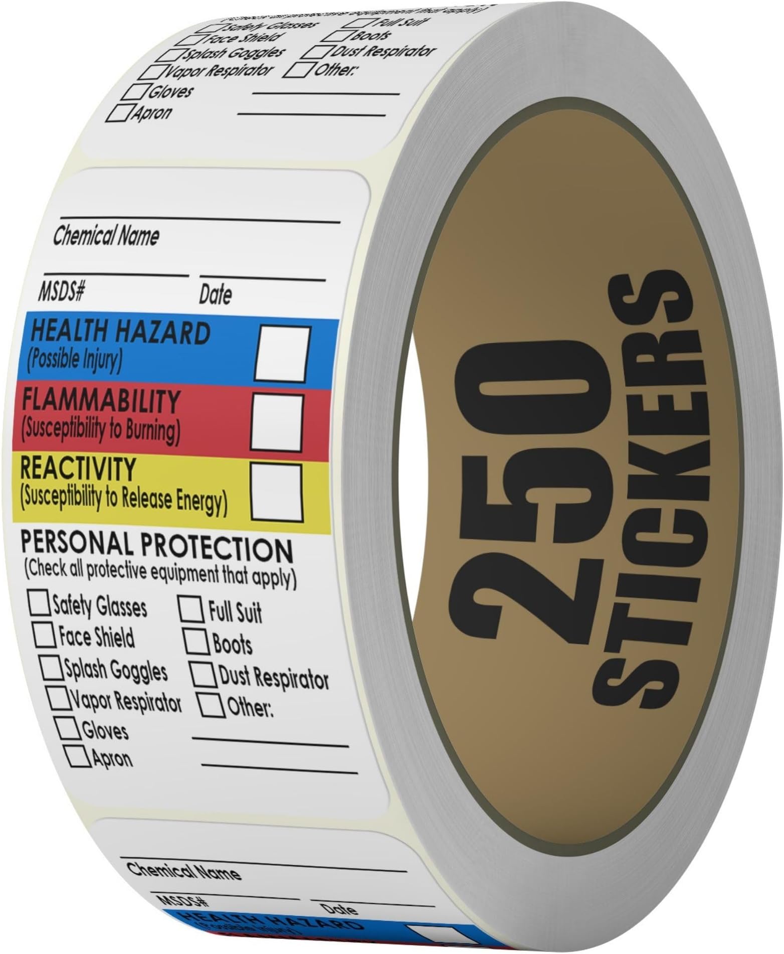 Performore SDS/MSDS Stickers, 1.5x2.5 Inch Roll of 250, Right to Know ...