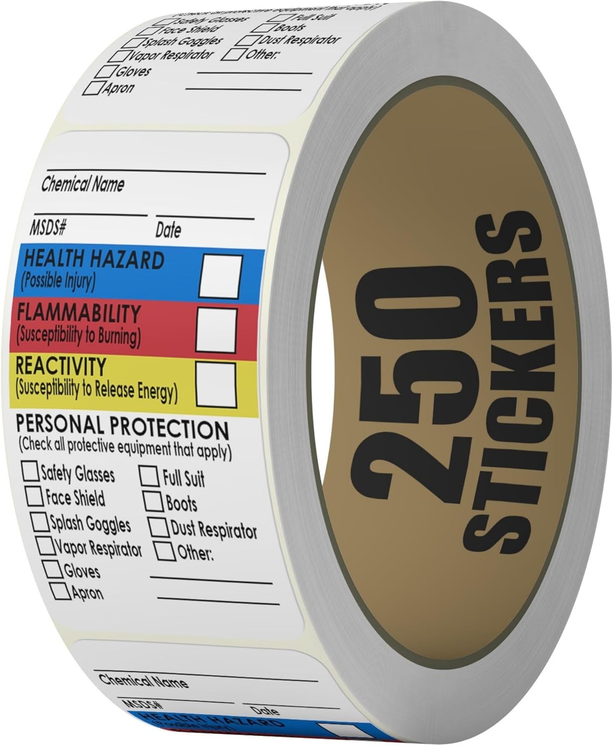 Performore SDS/MSDS Stickers, 1.5x2.5 Inch Roll of 250, Right to Know ...