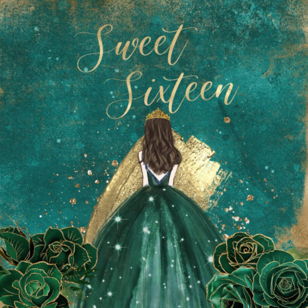 Amazon.com: Sweet Sixteen Guest Book: An Emerald Green and Gold Sign-In ...